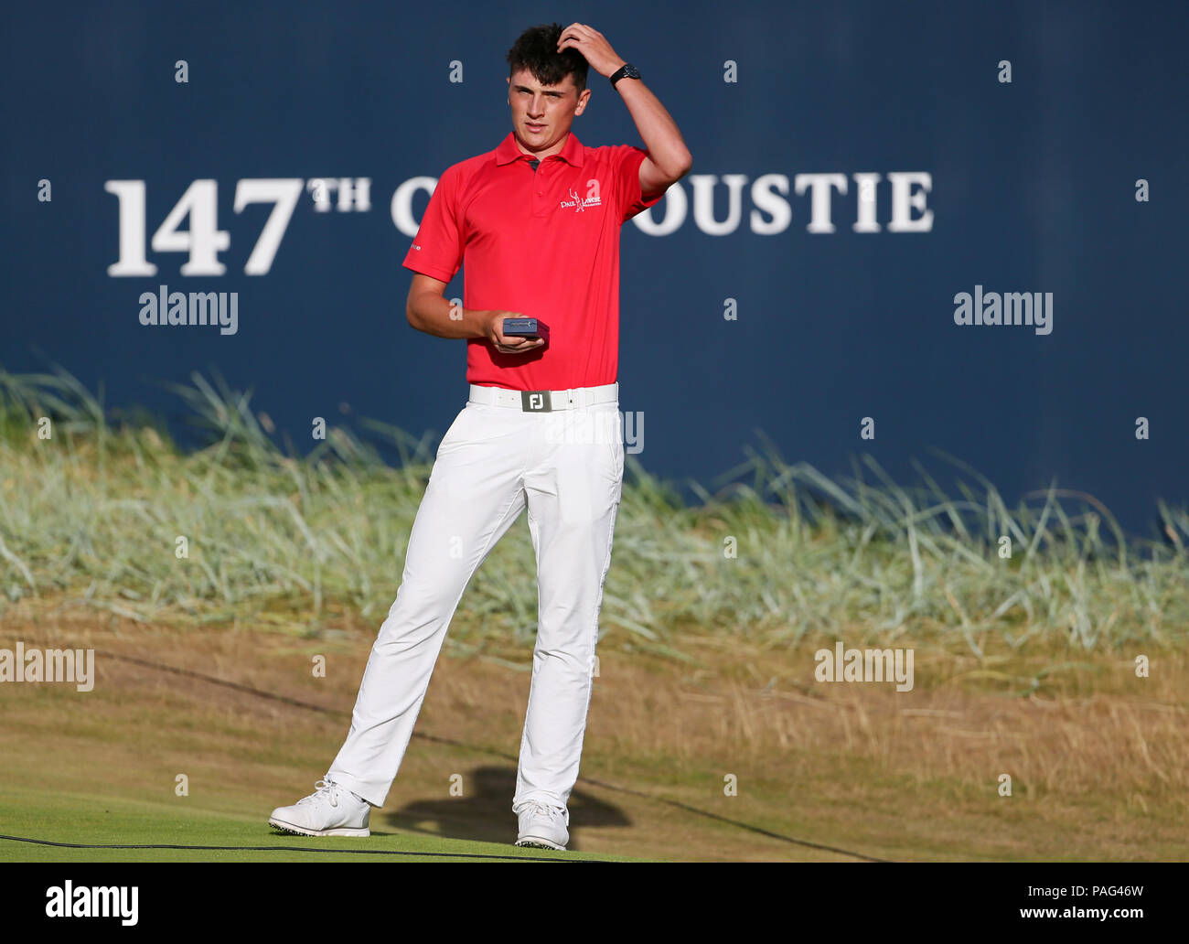Scotland's Sam Locke with his silver medal for best amateur during day ...