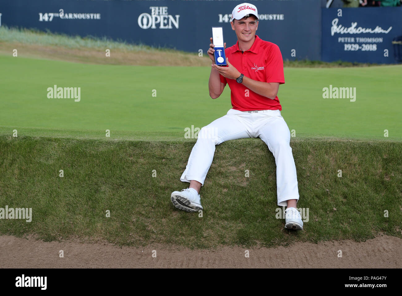 Scotland's Sam Locke with his silver medal for best amateur at The Open ...