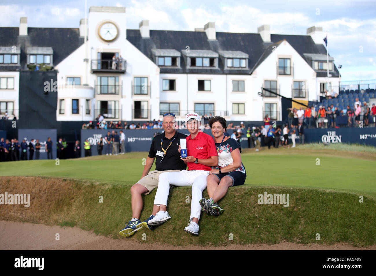 Scotland's Sam Locke with the silver medal for best amateur during day ...