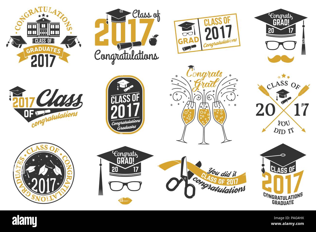 Set of Vector Class of 2017 badges. Concept for shirt, print, seal ...