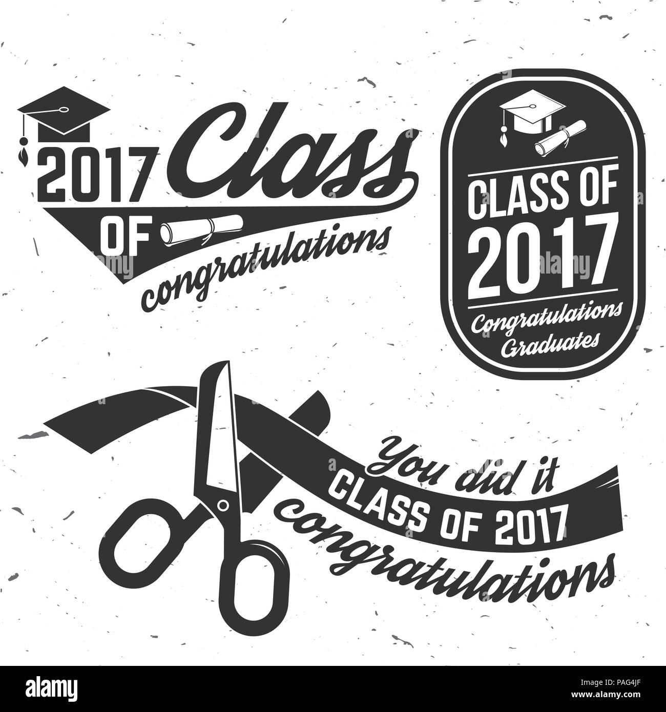 Set of Vector Class of 2017 badges. Concept for shirt, print, seal ...