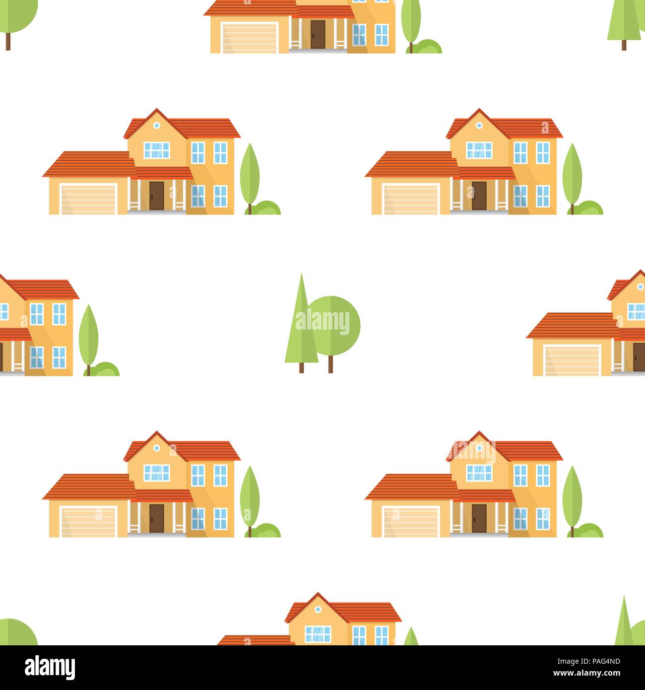 Suburban houses seamless pattern. Vector illustration. American houses ...