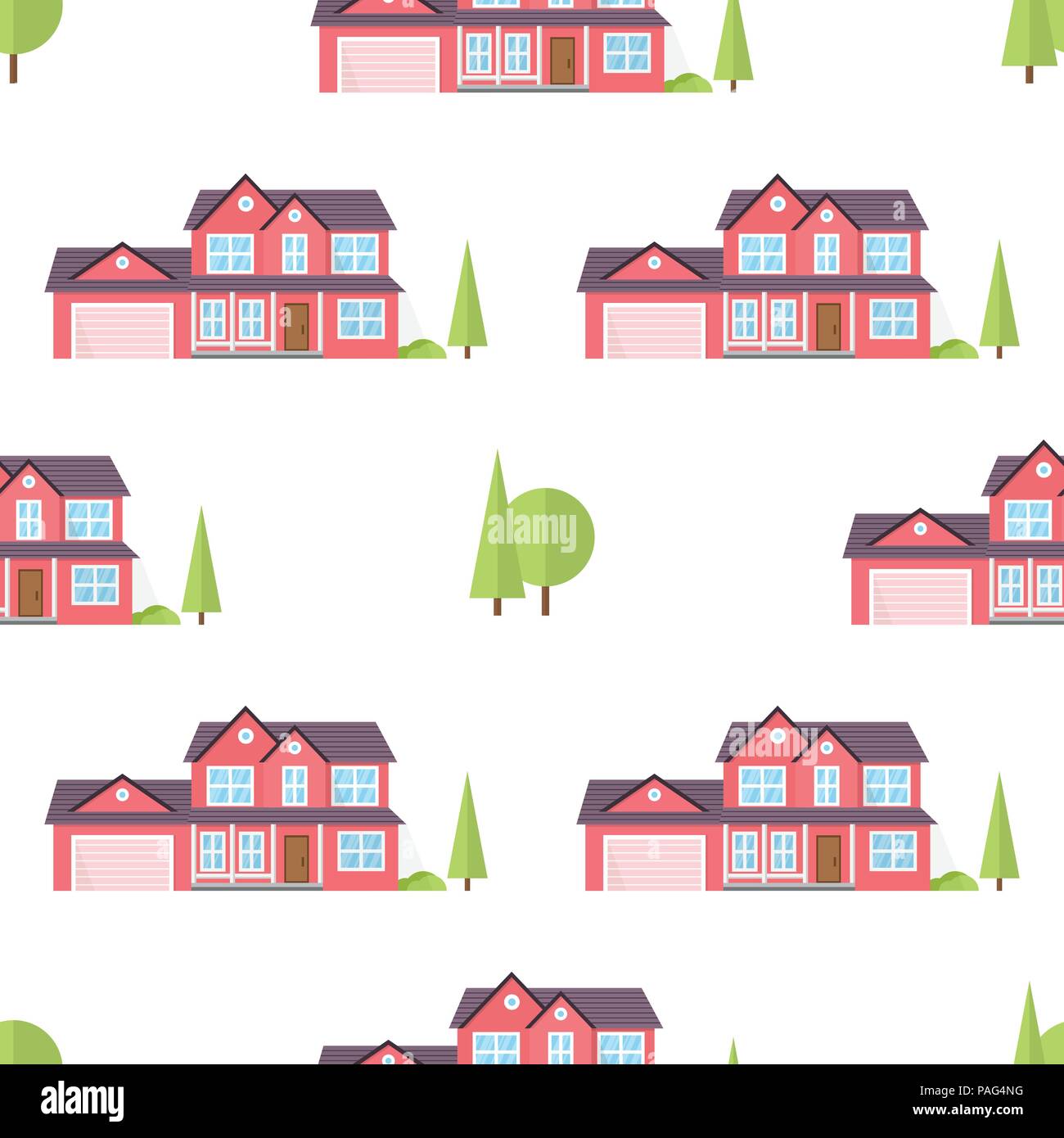 Suburban houses seamless pattern. Vector illustration. American houses ...