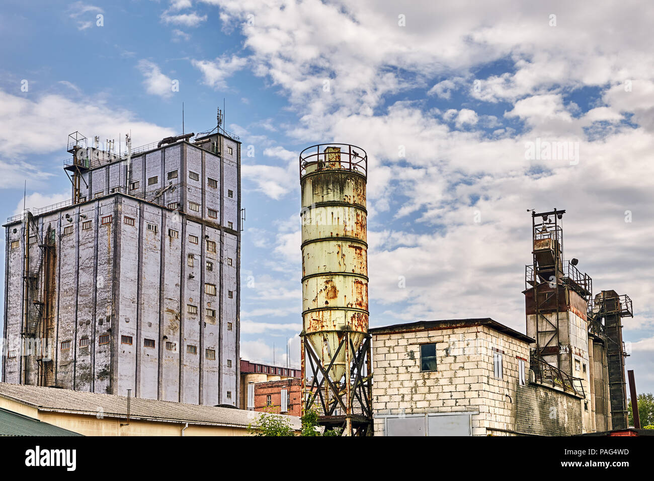 Vitebsk, Belarus - July 7, 2018: Food processing, grain storage silo ...
