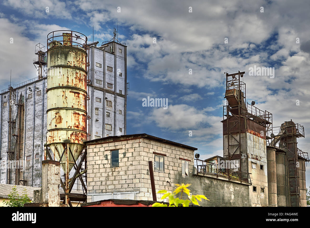 Vitebsk, Belarus - July 7, 2018: Food processing, grain storage silo ...