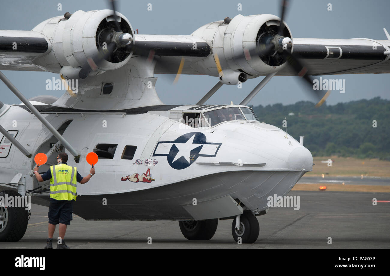 PYB Catalina flying boat arrives at Farnborough for the 2018 public ...