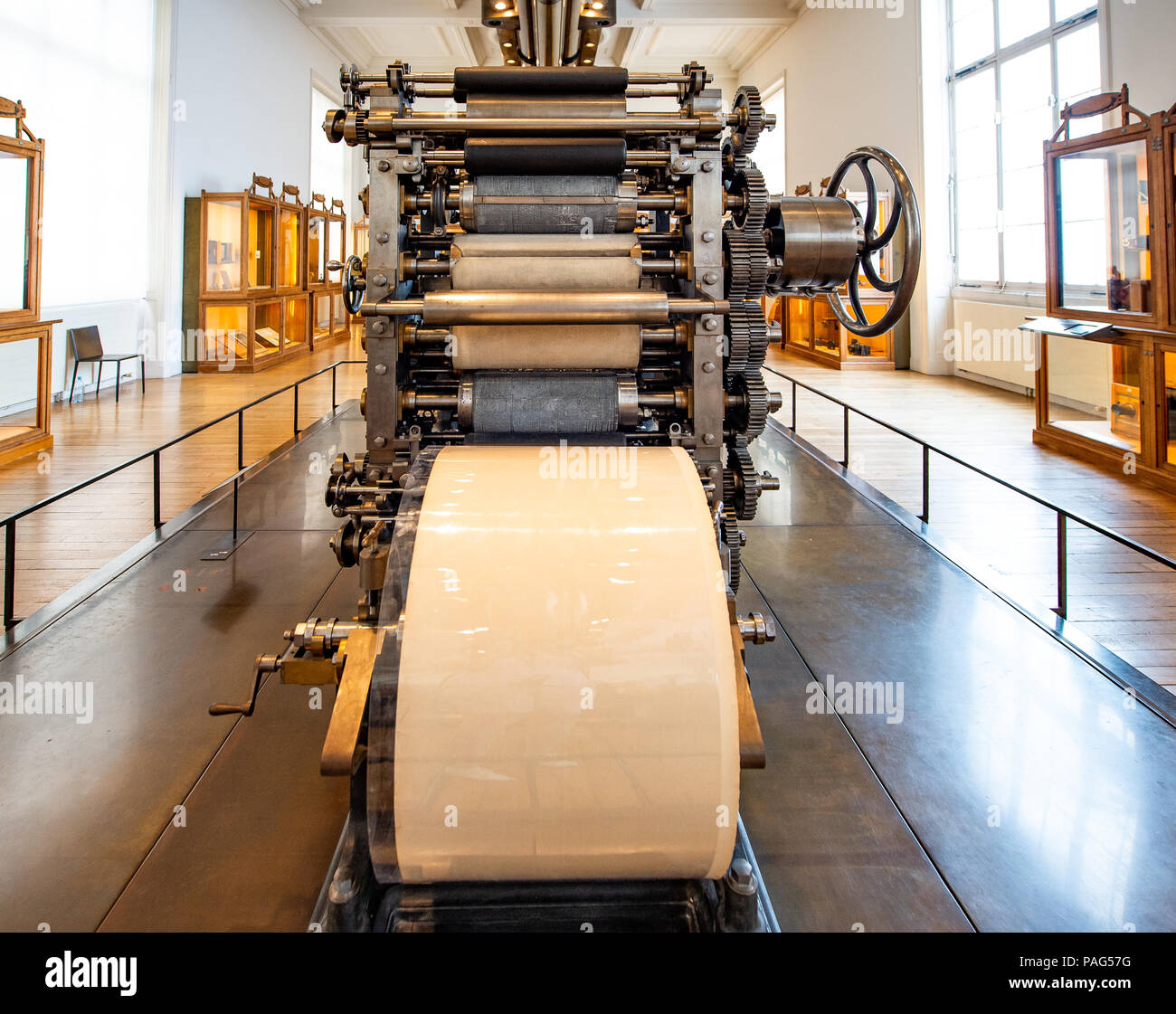 Rotary letterpress printing machine and its folder, 1883 Stock Photo ...