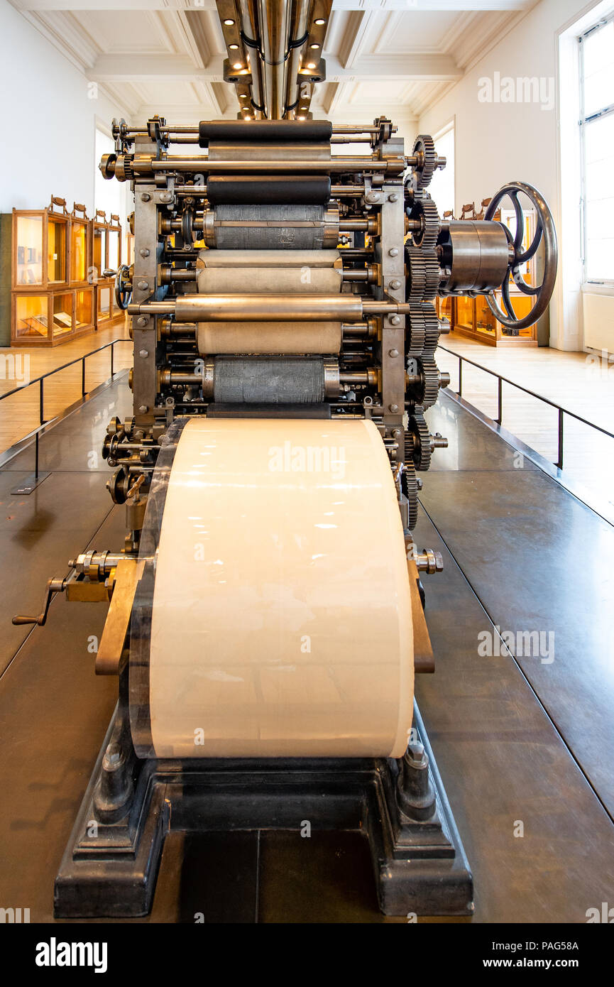 Rotary letterpress printing machine and its folder, 1883 Stock Photo ...