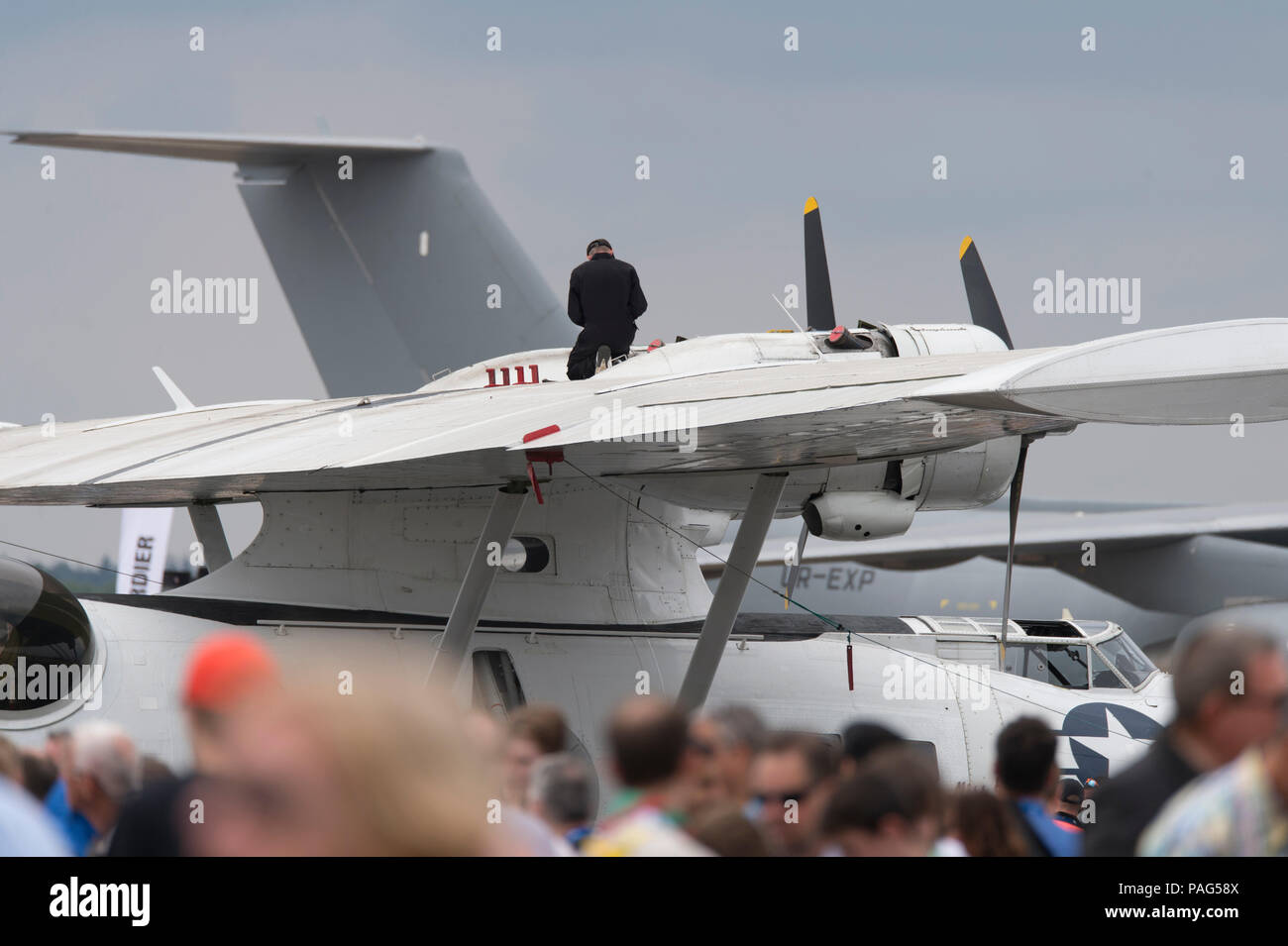 PYB Catalina flying boat parked at Farnborough for the 2018 public ...
