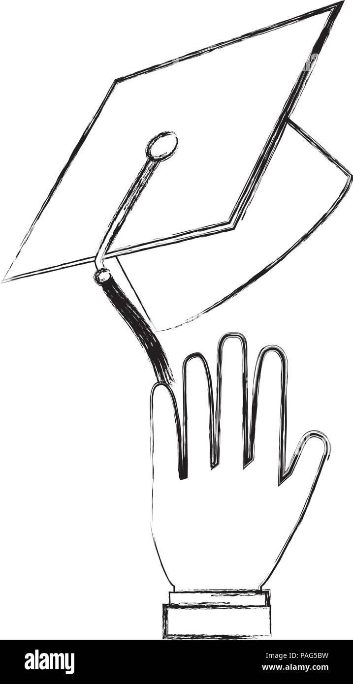 hand with graduation hat celebration Stock Vector Image & Art - Alamy