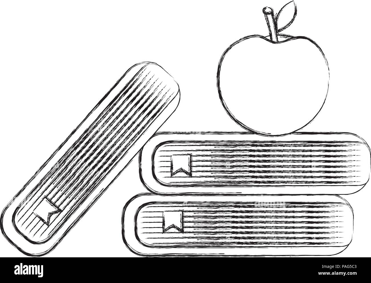 school books and apple symbol Stock Vector Image & Art - Alamy