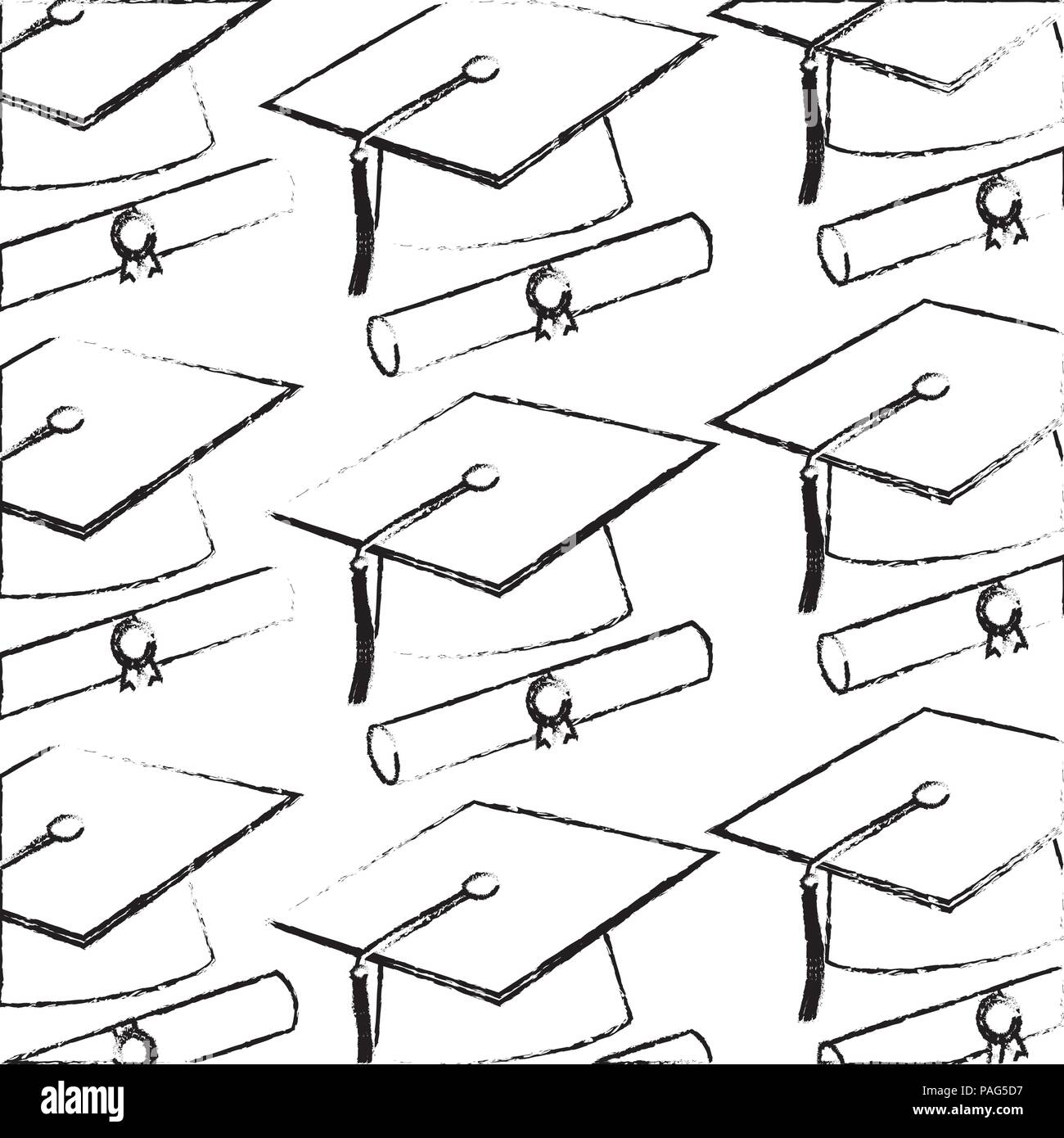 graduation hat and scroll certificates school pattern Stock Vector ...