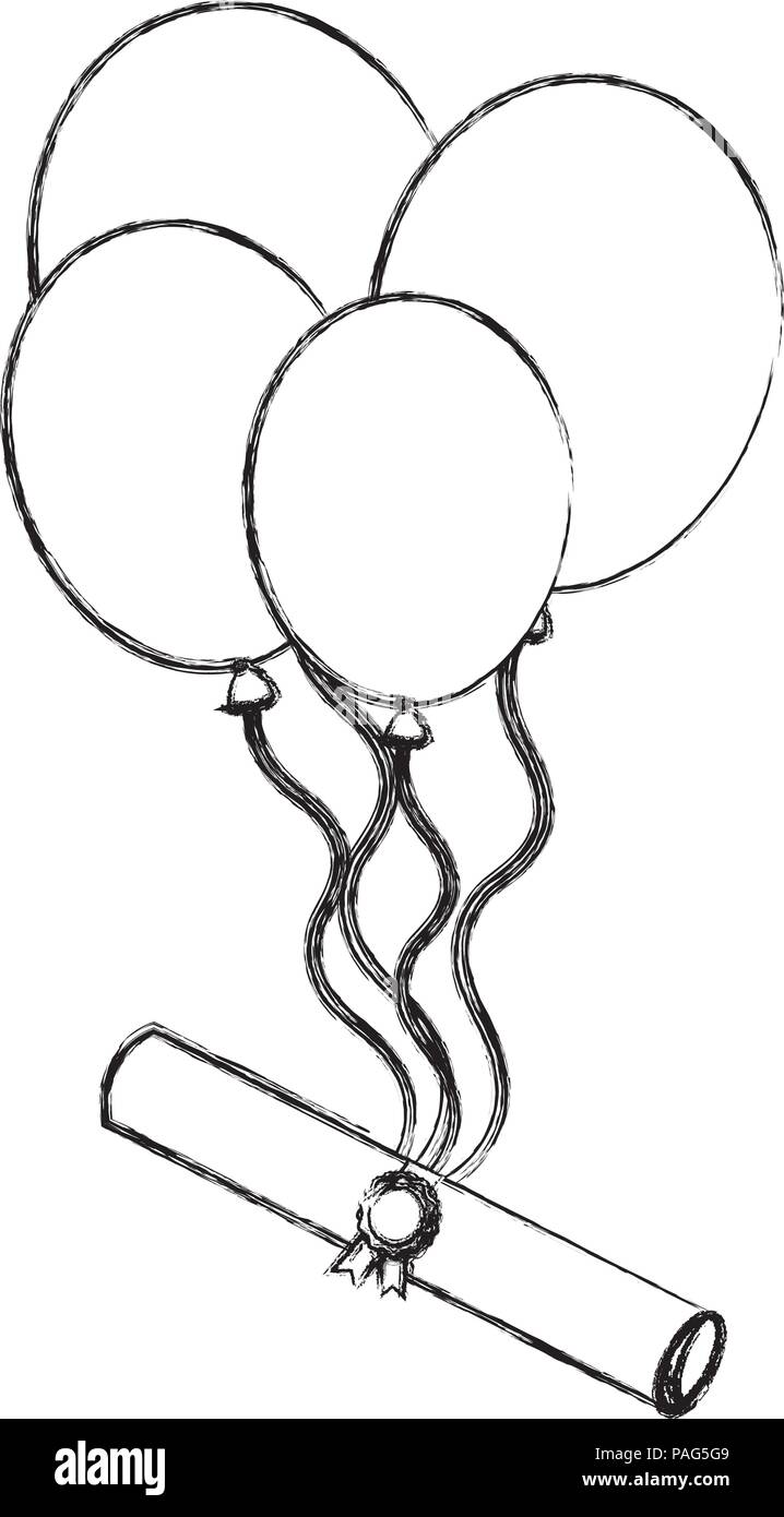 school scroll certificate with balloons flying Stock Vector Image & Art ...