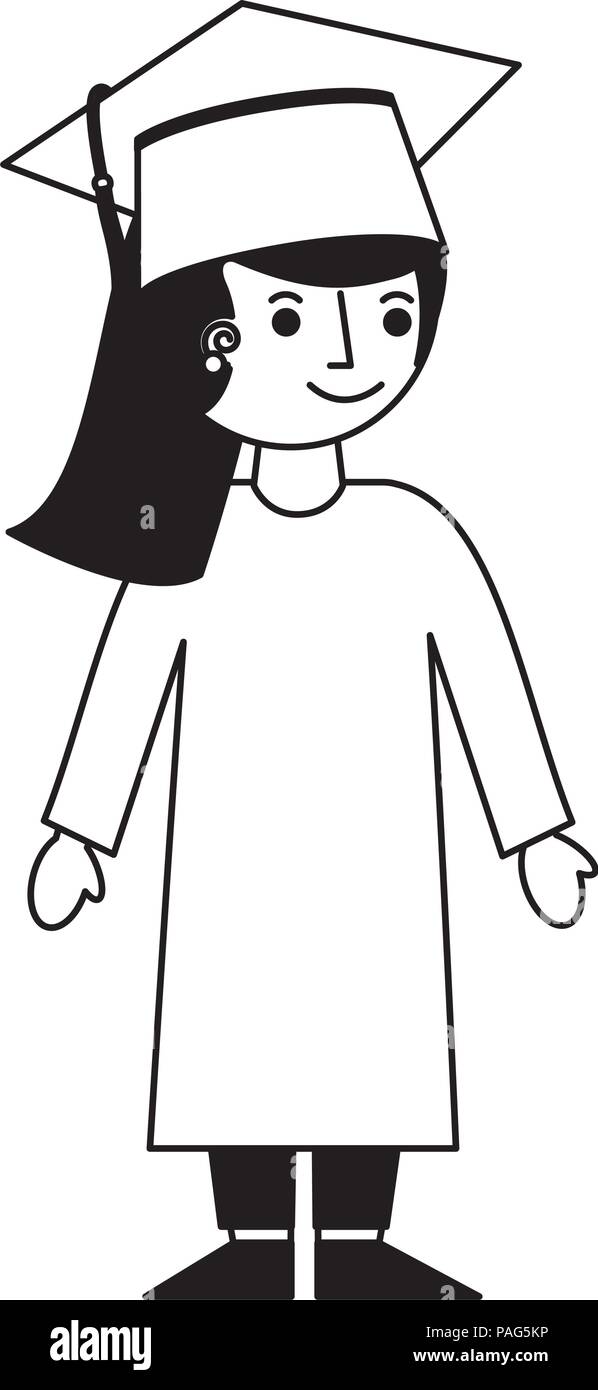 school girl in graduation clothes and hat Stock Vector Image & Art - Alamy