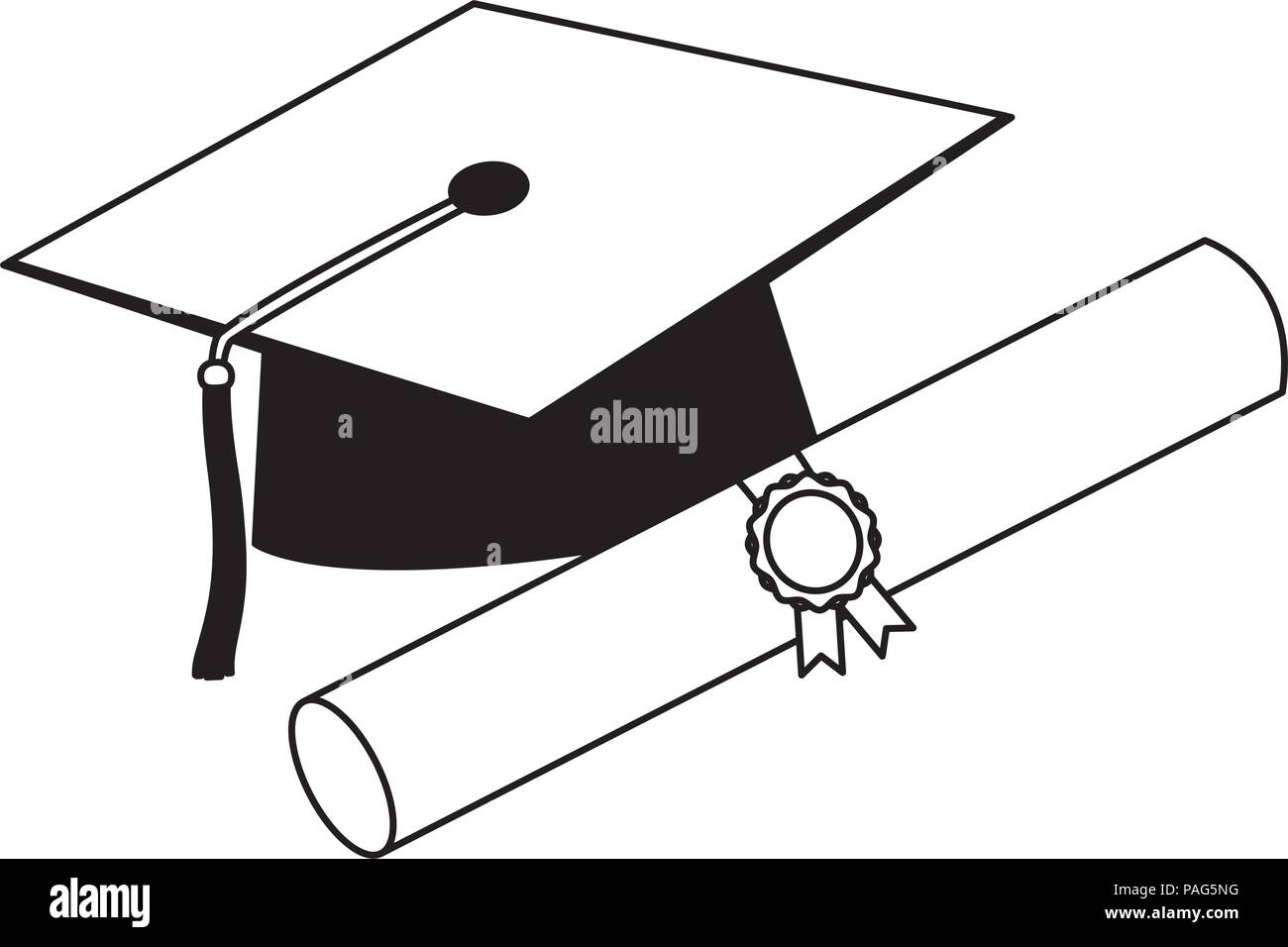 graduation hat and scroll certificate success Stock Vector Image & Art ...
