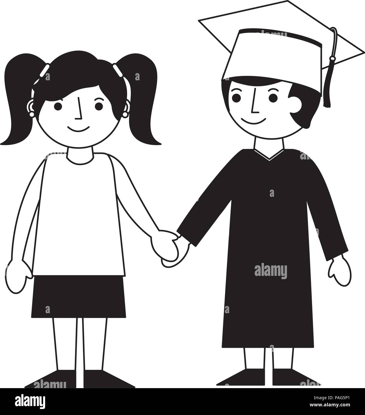 graduate boy holding hand her sister Stock Vector Image & Art - Alamy