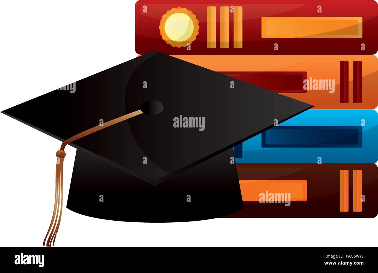 hat graduation with books Stock Vector Image & Art - Alamy