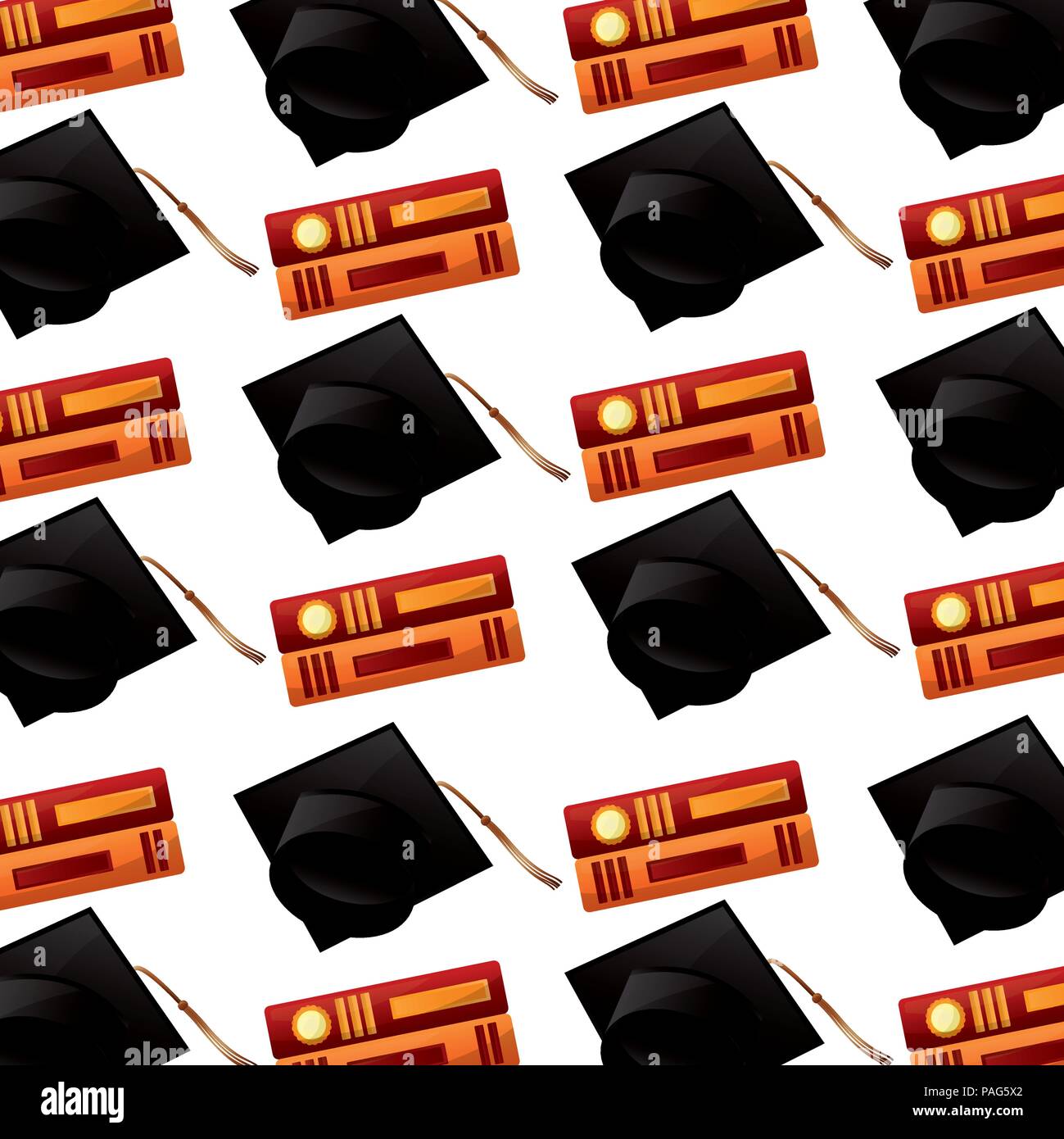 Hat graduation books pattern hi-res stock photography and images - Alamy