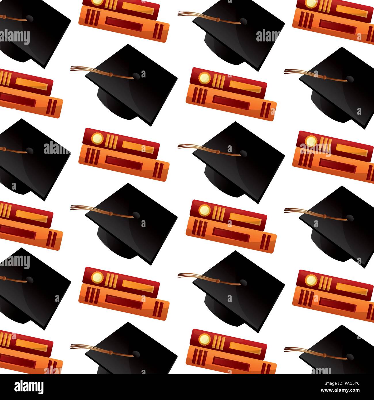 Hat graduation books pattern hi-res stock photography and images - Alamy