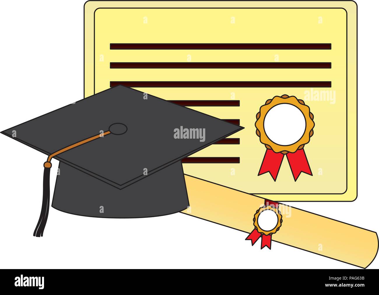 parchment diploma and hat graduation Stock Vector Image & Art - Alamy