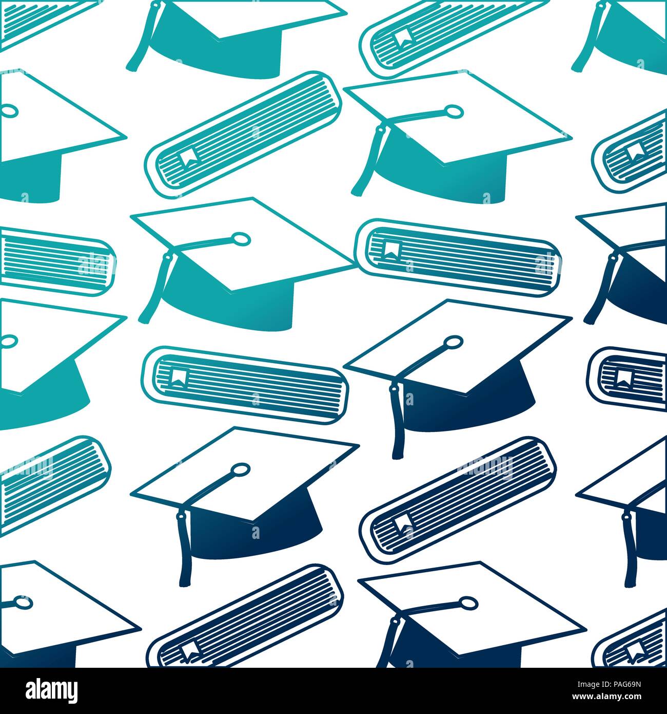 Hat graduation books pattern hi-res stock photography and images - Alamy