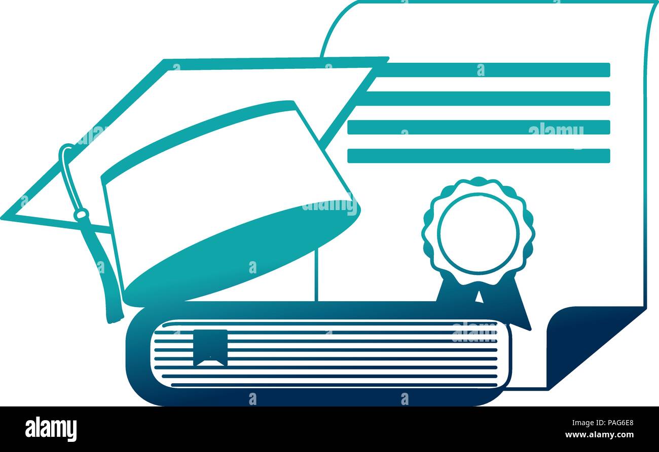 parchment diploma and hat graduation with books Stock Vector Image ...