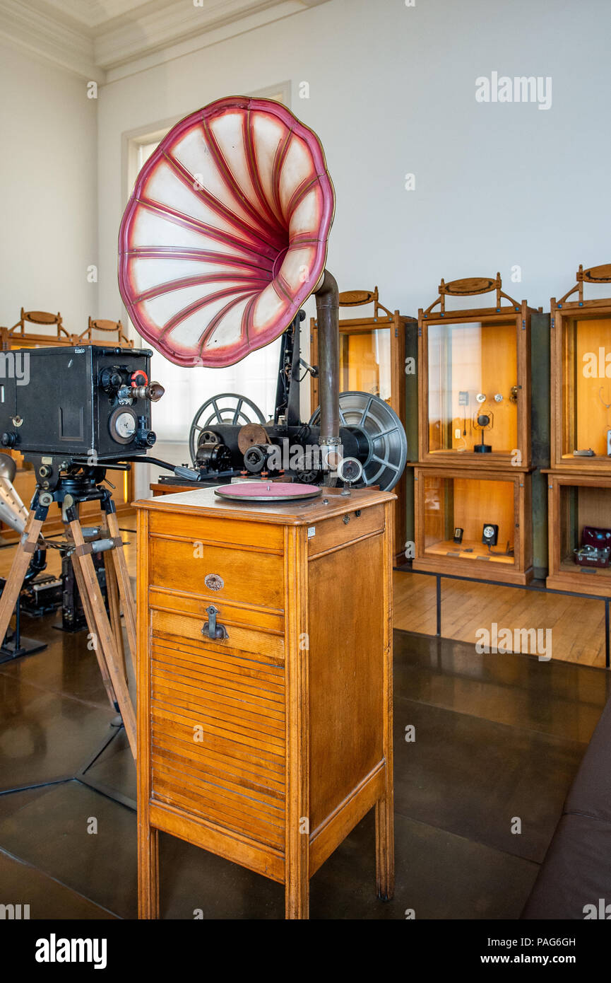 Pathe phonograph with loudspeaker for public performances, 1922 Stock ...