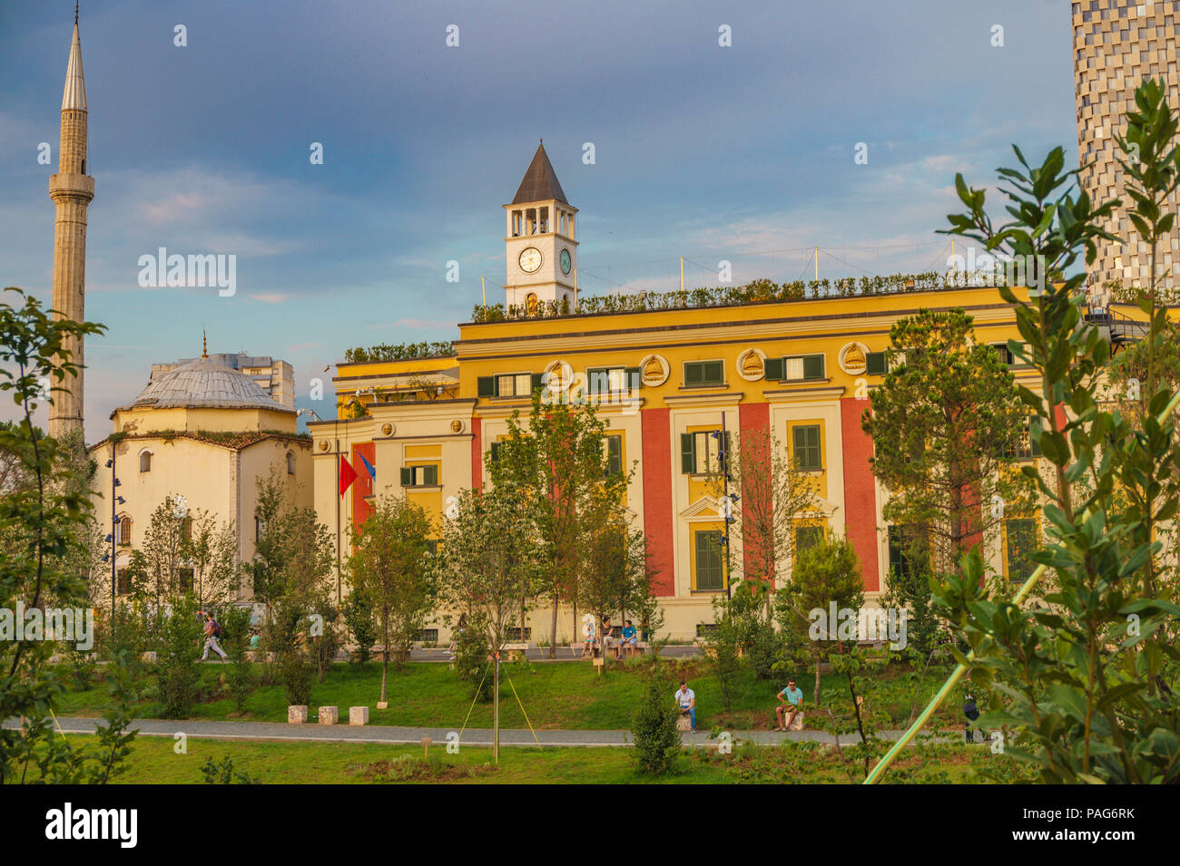 The City Hall of Tirana, Albania located in the Skanderbeg Square ...