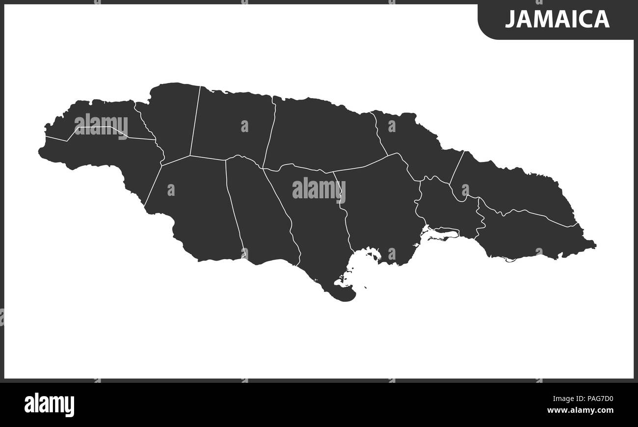 The detailed map of Jamaica with regions or states. Administrative ...