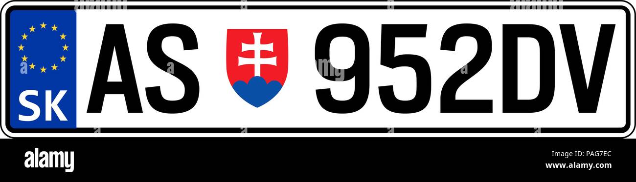 Slovakia car plate. Vehicle registration number Stock Vector Image ...