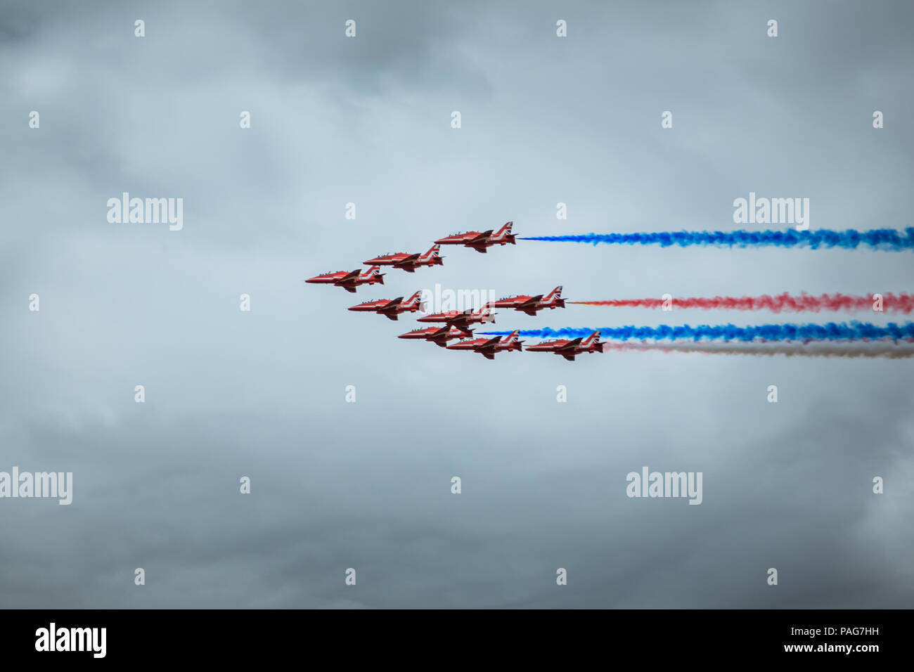 The Royal Air Force (RAF) 100th anniversary Red Arrows aerobatic ...