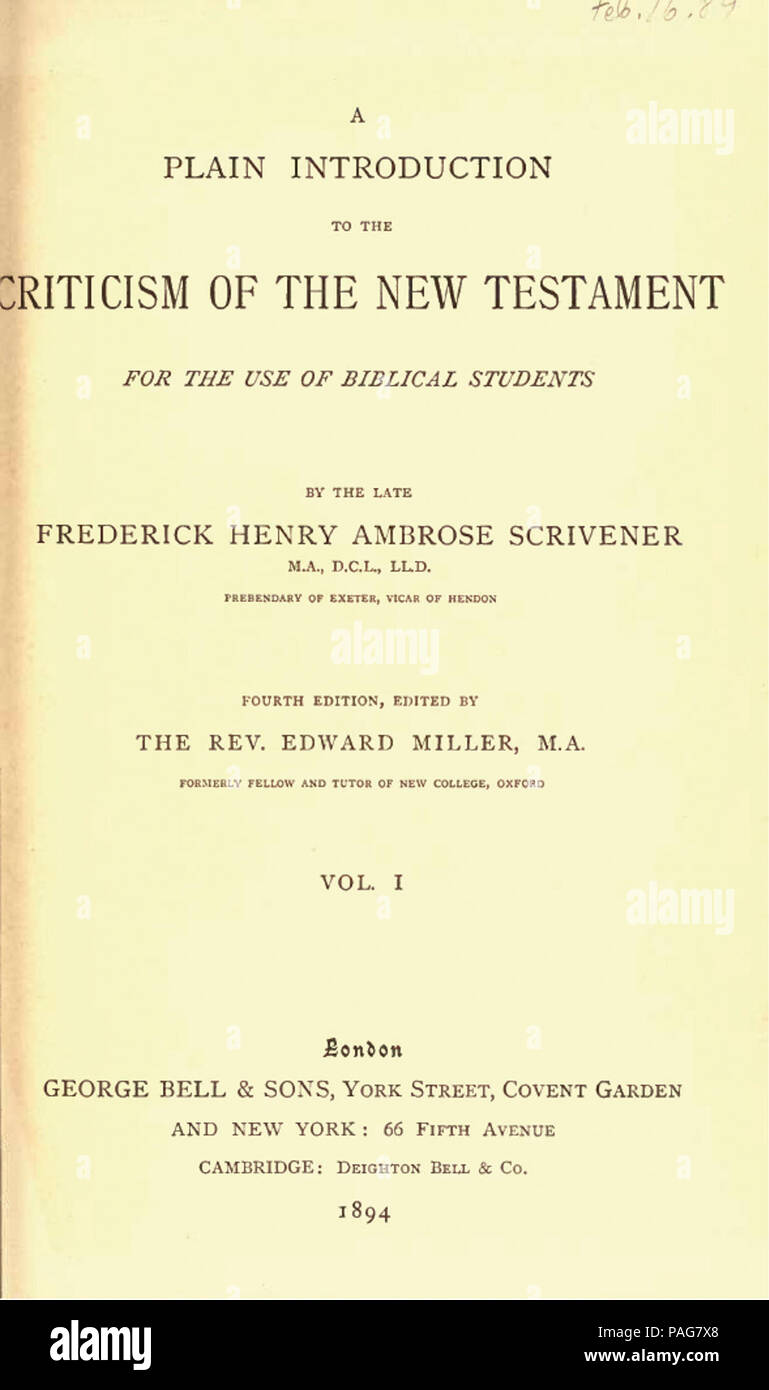 A Plain Introduction (1894) title page Stock Photo - Alamy