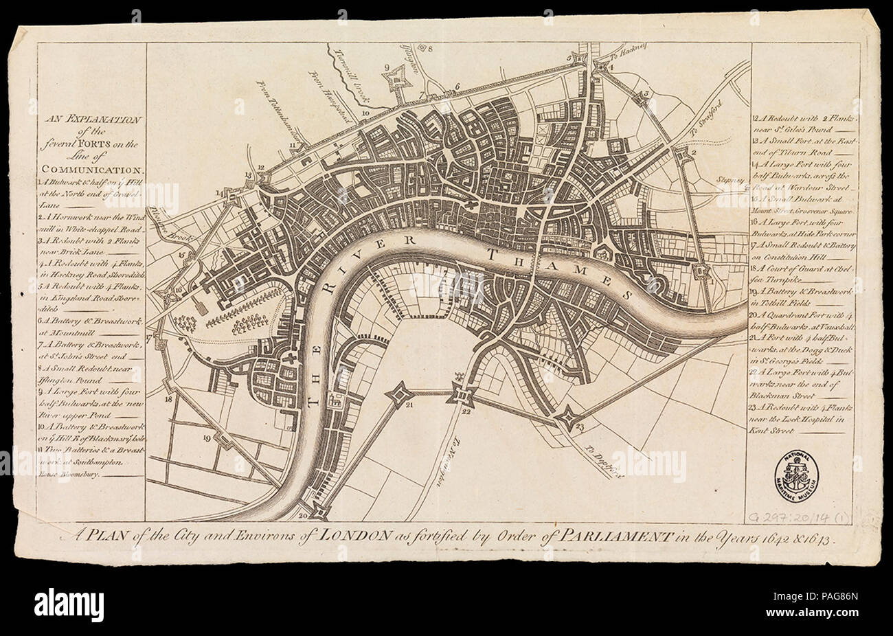 A plan of the city and environs of London as fortified by order of ...