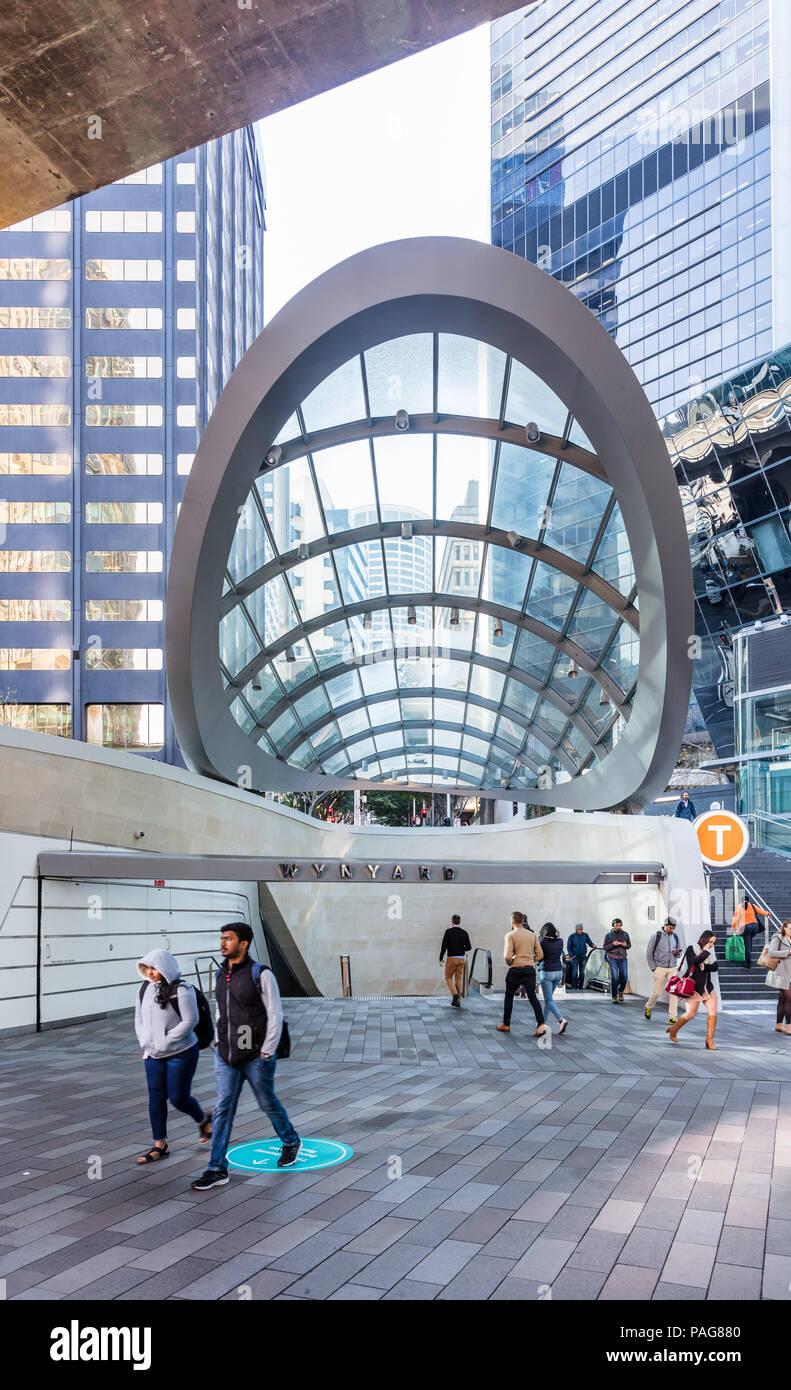 The Barangaroo entrance to Wynyard Walk and Wynyard Station in Sydney ...