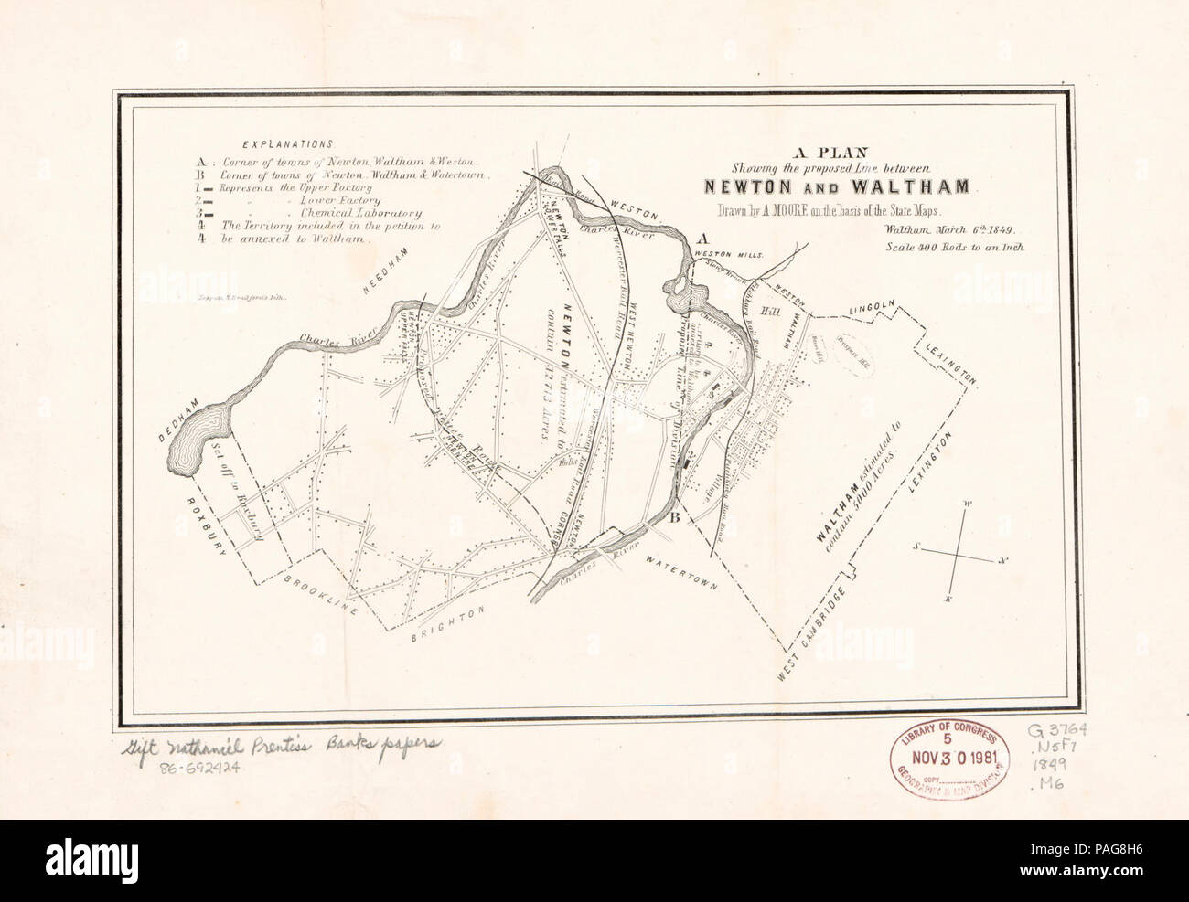 A plan showing the proposed line between Newton and Waltham Stock Photo ...
