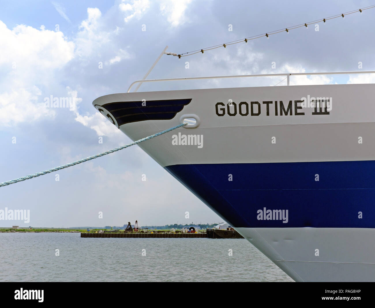 The bow of the Goodtime III is shown while moored in the Cleveland ...