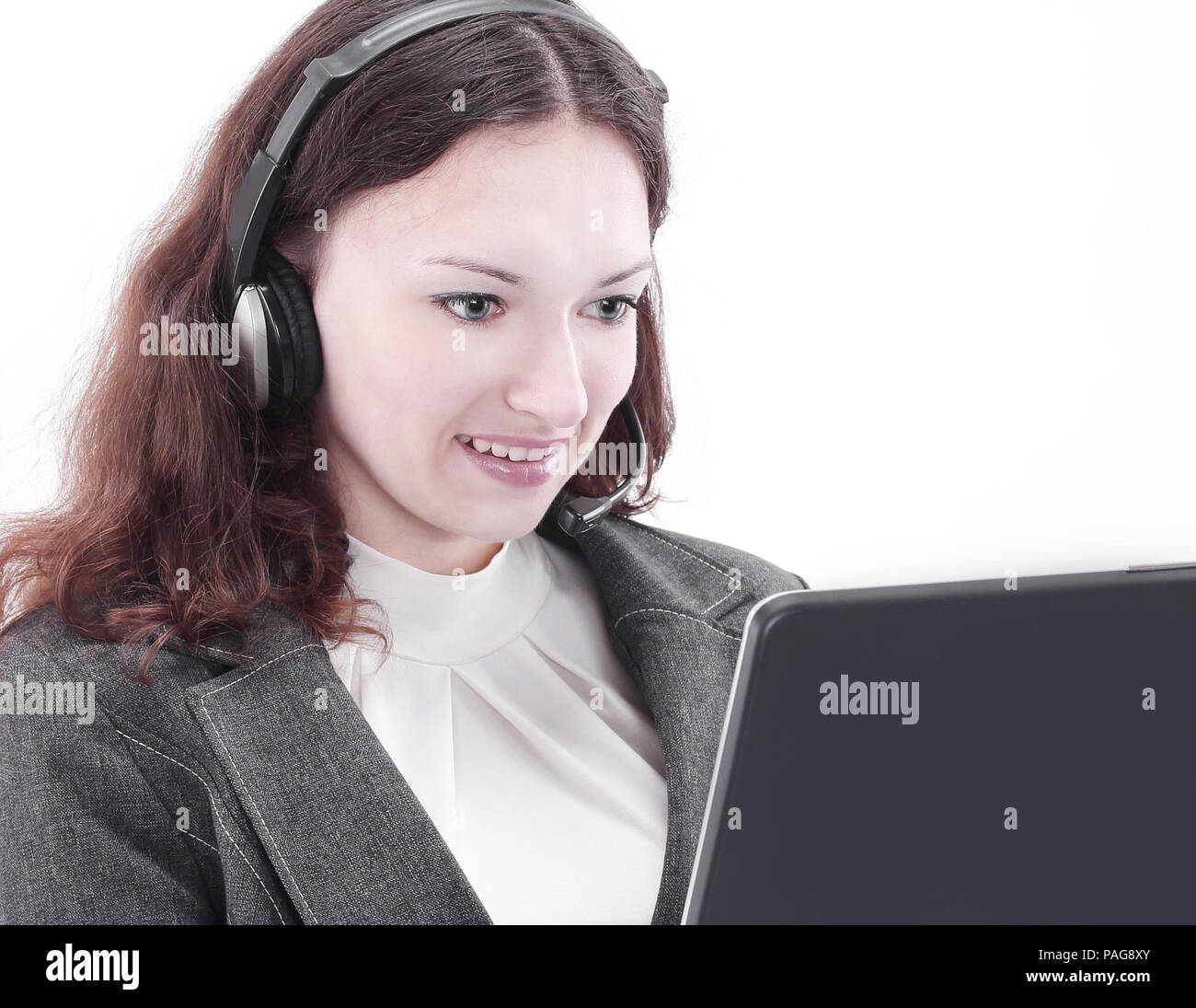 closeup.employee call center communicating with the client Stock Photo ...