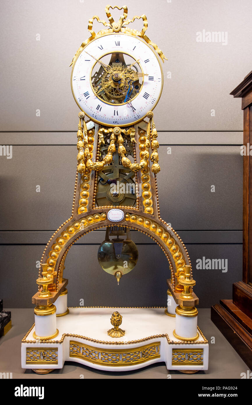 Skeleton clock with astronomical information, by Bourdier, circa 1800 ...