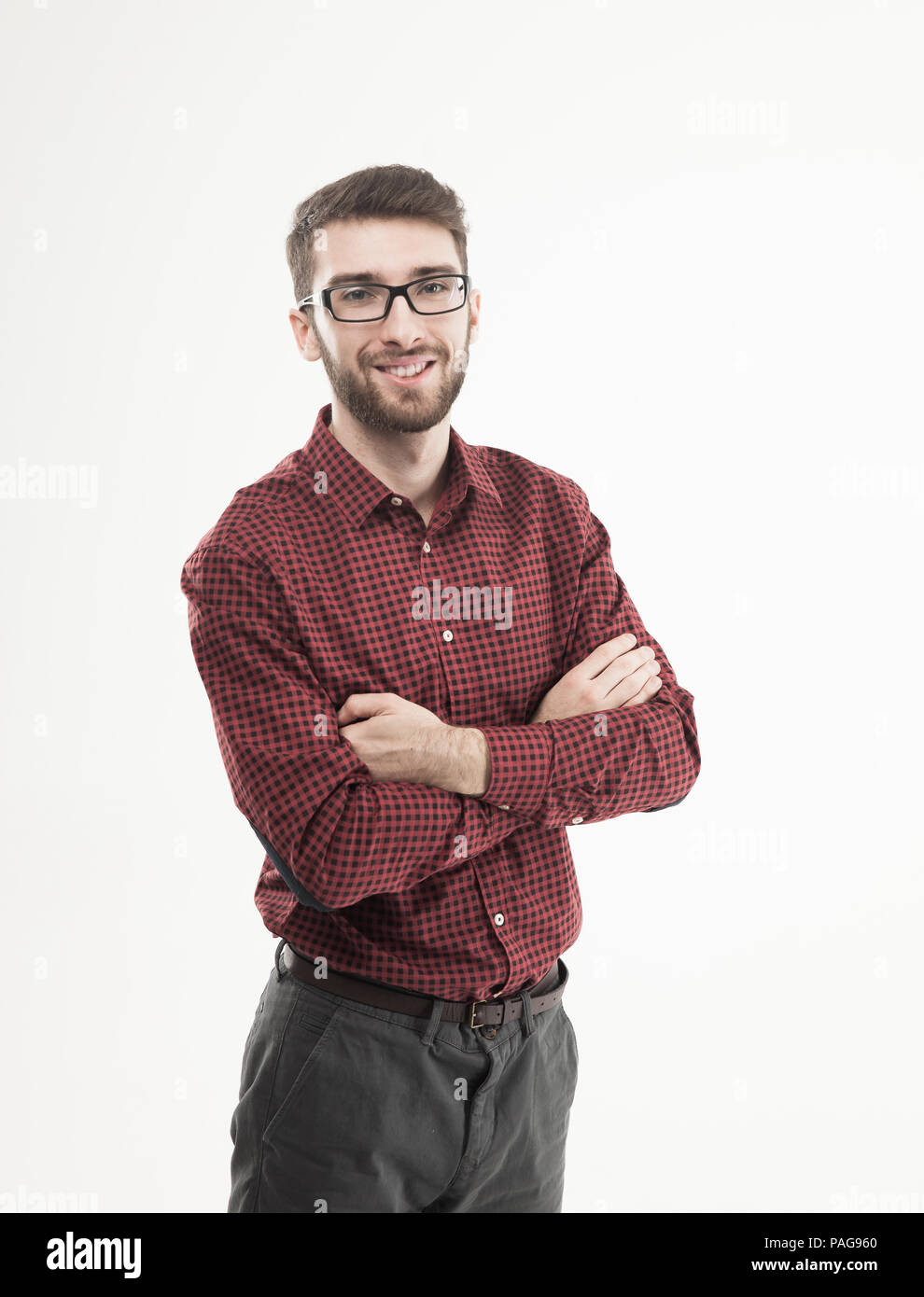 portrait of a successful Manager on white background Stock Photo - Alamy