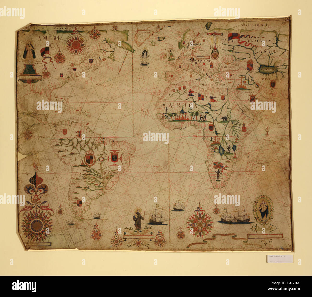 A portolan chart of the Atlantic Ocean and adjacent continents Stock ...
