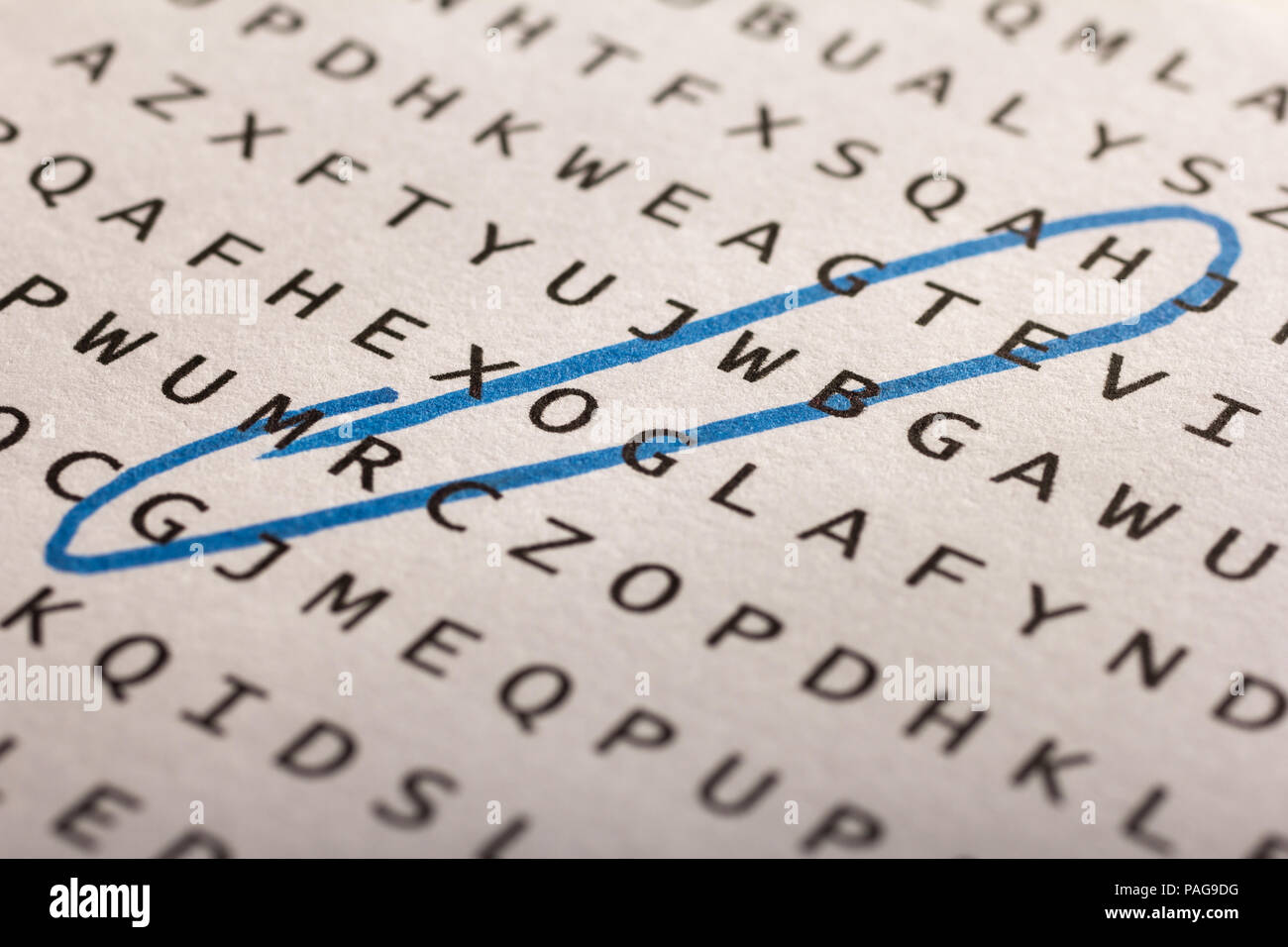 Word search, puzzle. Close up of letters on canvas. Concept about ...