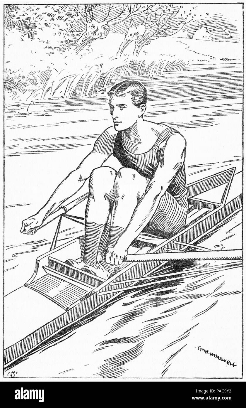 Man rowing boat illustration hi-res stock photography and images - Alamy