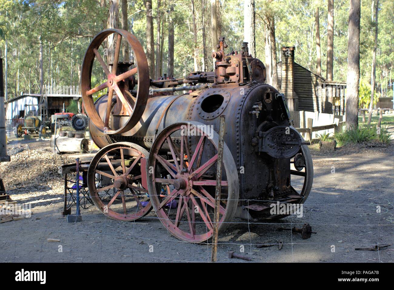 Old railway engine with big wheels. Rusted train engine in Australia in ...