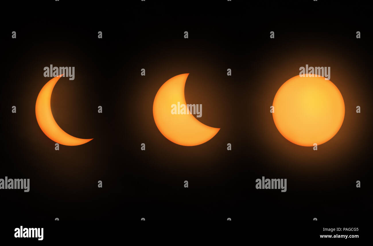 Moon phases partial lunar eclipse Stock Photo - Alamy