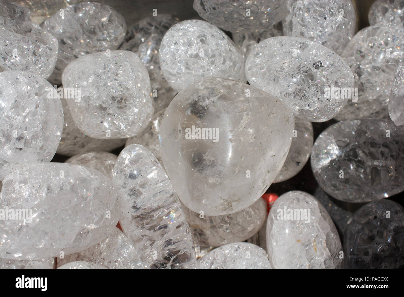 crystallized quartz (rock-crystal) gem stone as natural mineral rock ...