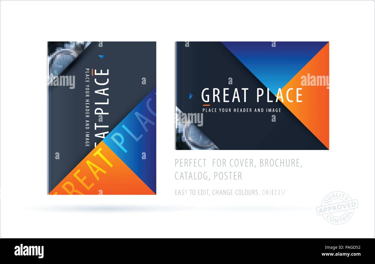 Brochure design triangular template. Colourful modern abstract set ...