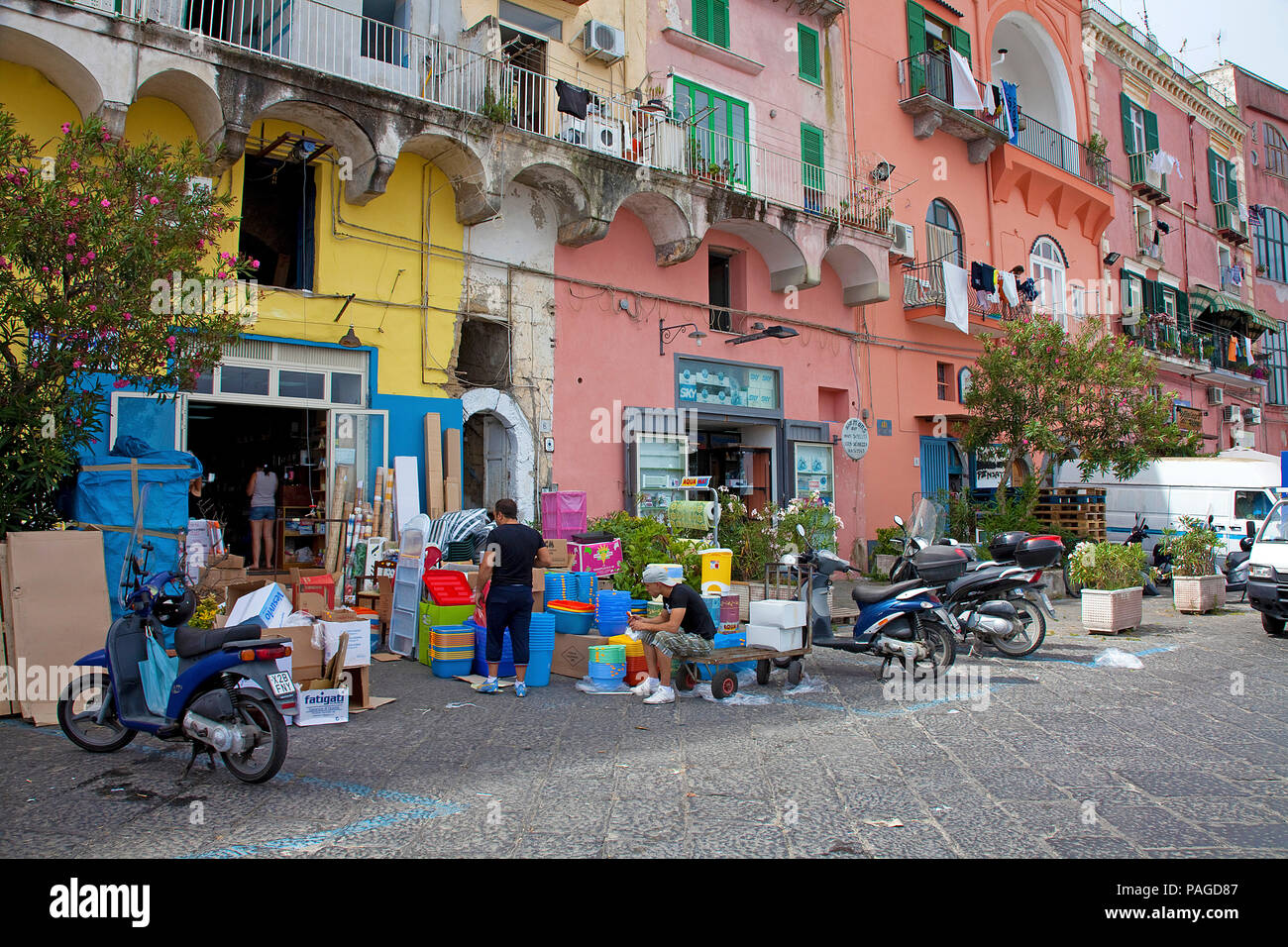 Colourful fishermen's houses at Marina Grande, Procida island, Gulf of ...