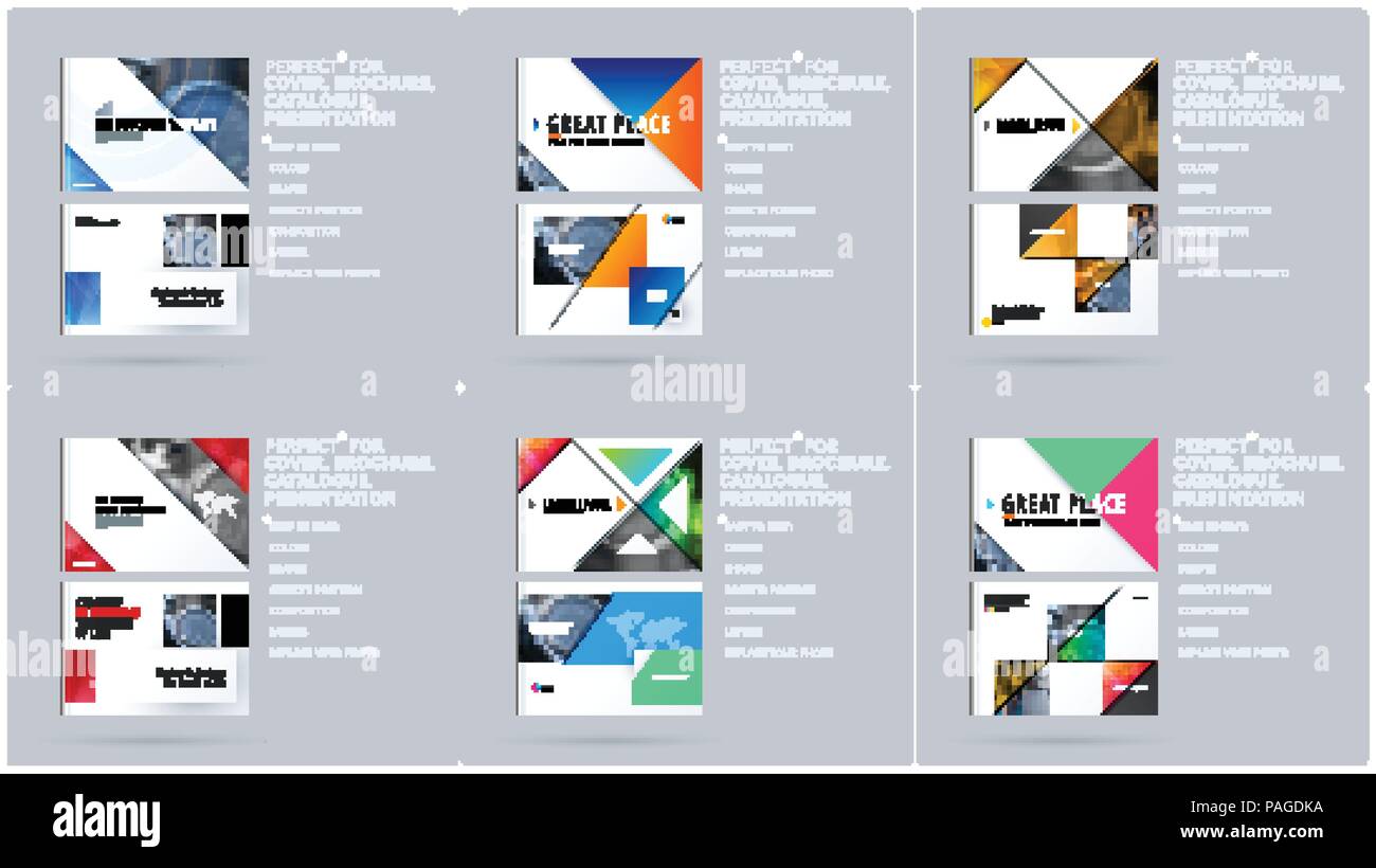 Triangular design presentation template with colourful triangles and ...