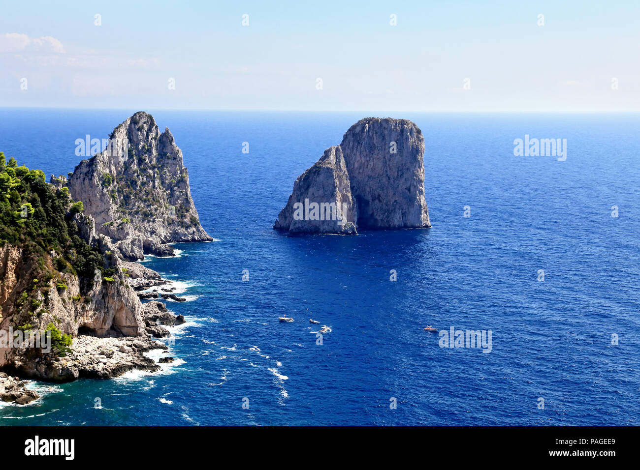 Gorgeous landscape of famous faraglioni rocks on Capri island, Italy ...