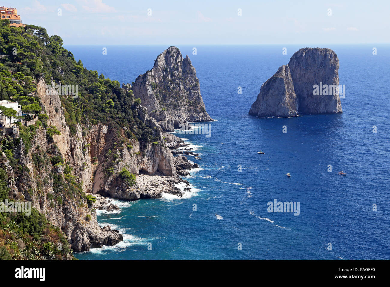 Gorgeous landscape of famous faraglioni rocks on Capri island, Italy ...